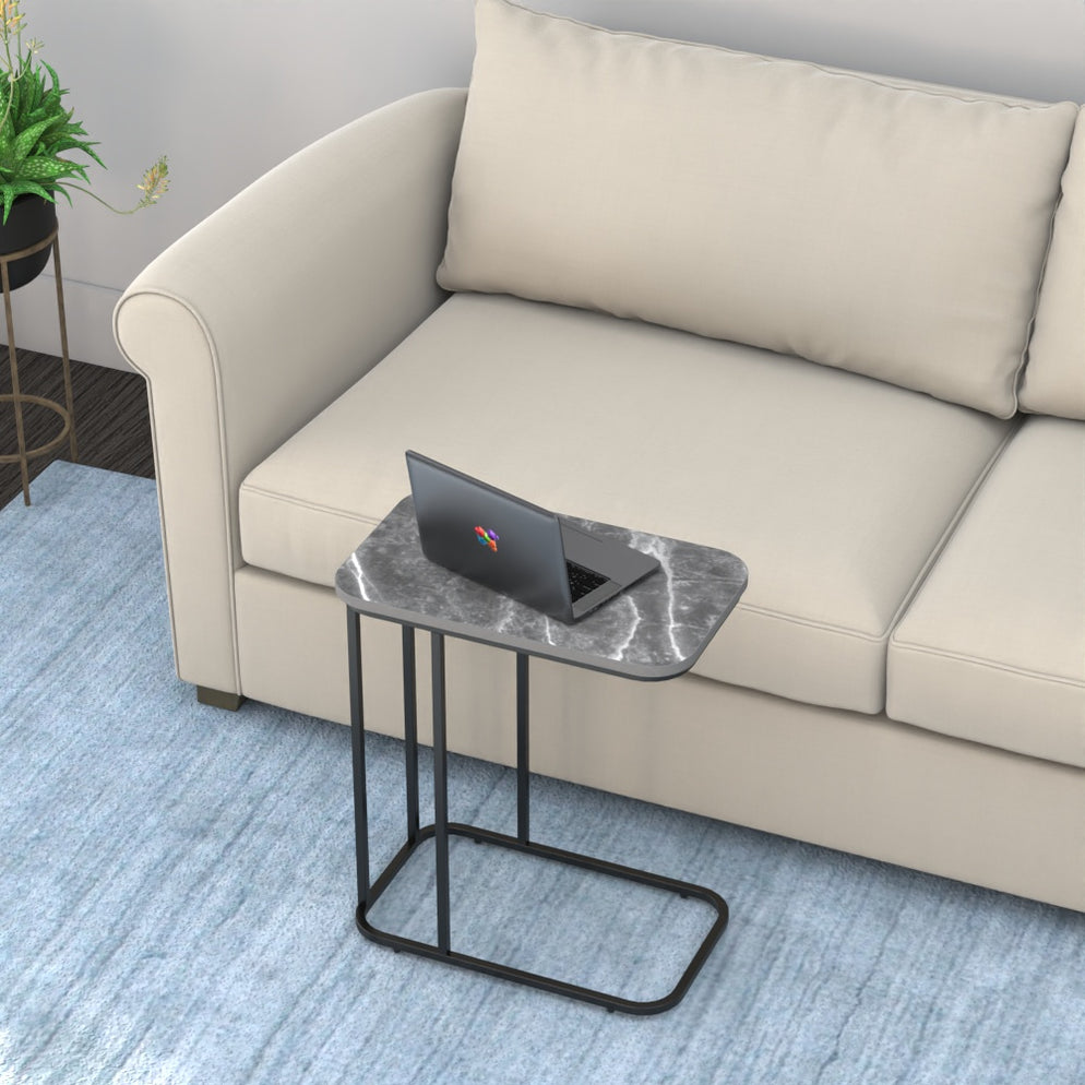 Premium Side Table with Grey Marble Top and Black Stand | Decoworld ...
