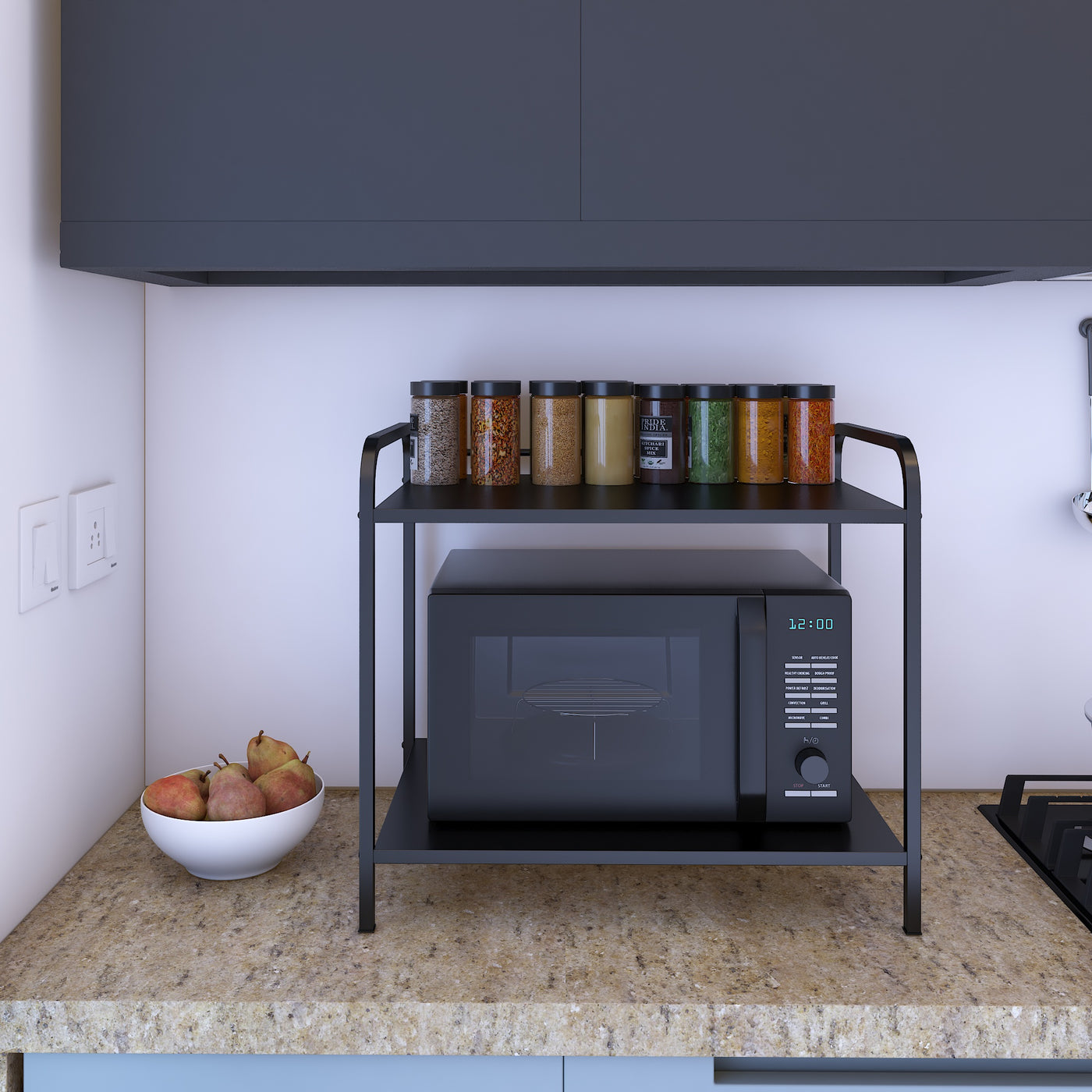 Buy Now!! Premium Black Metal Microwave Stand | Decoworld — DECOWORLD