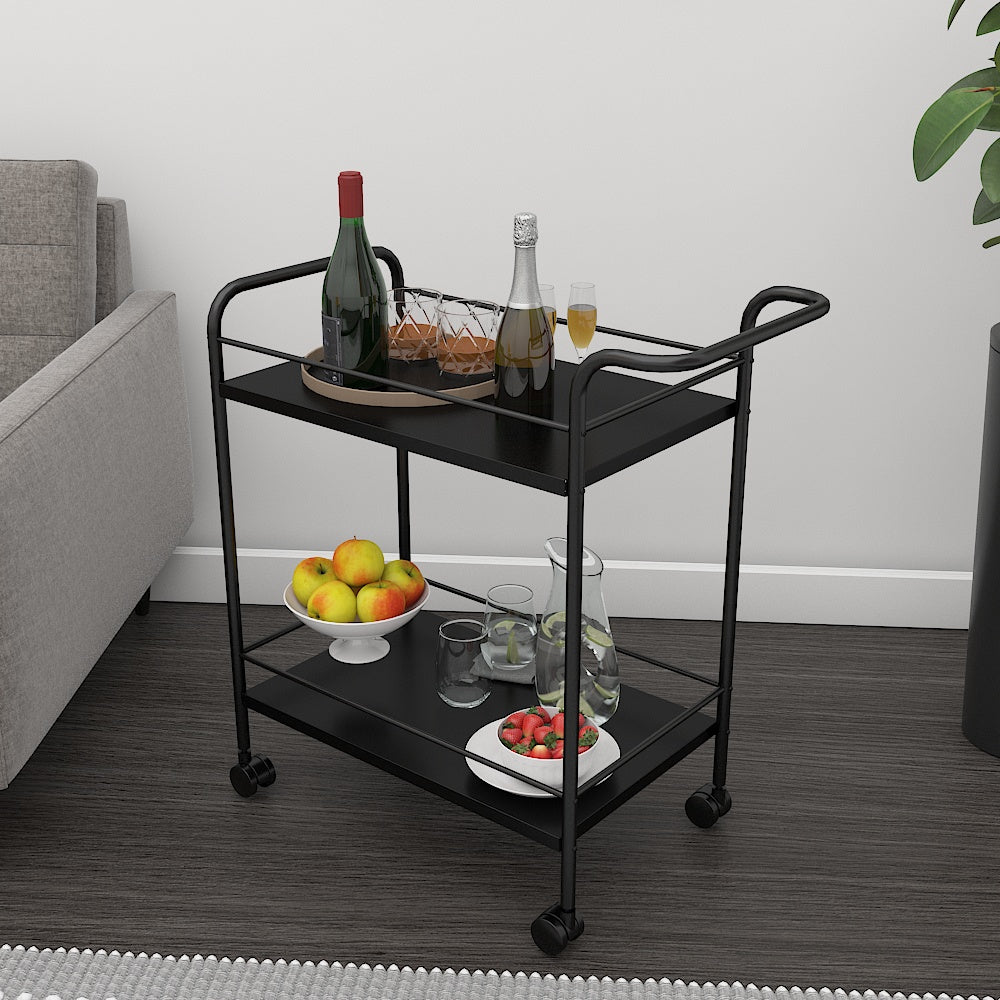 Premium Metal Kitchen Serving Trolley with Wheels (Black) – DECOWORLD