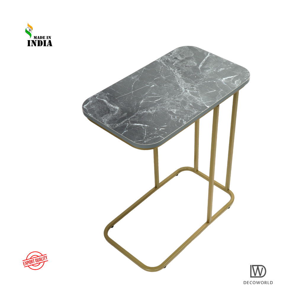 Premium Side Table (Grey Marble Top with Golden Stand) – DECOWORLD