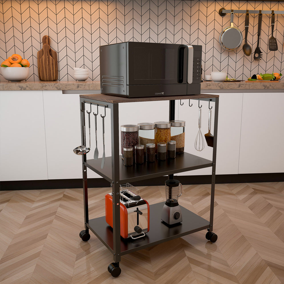 Buy Now 3 Tier Premium Microwave Stand with Wheels | Decoworld — DECOWORLD