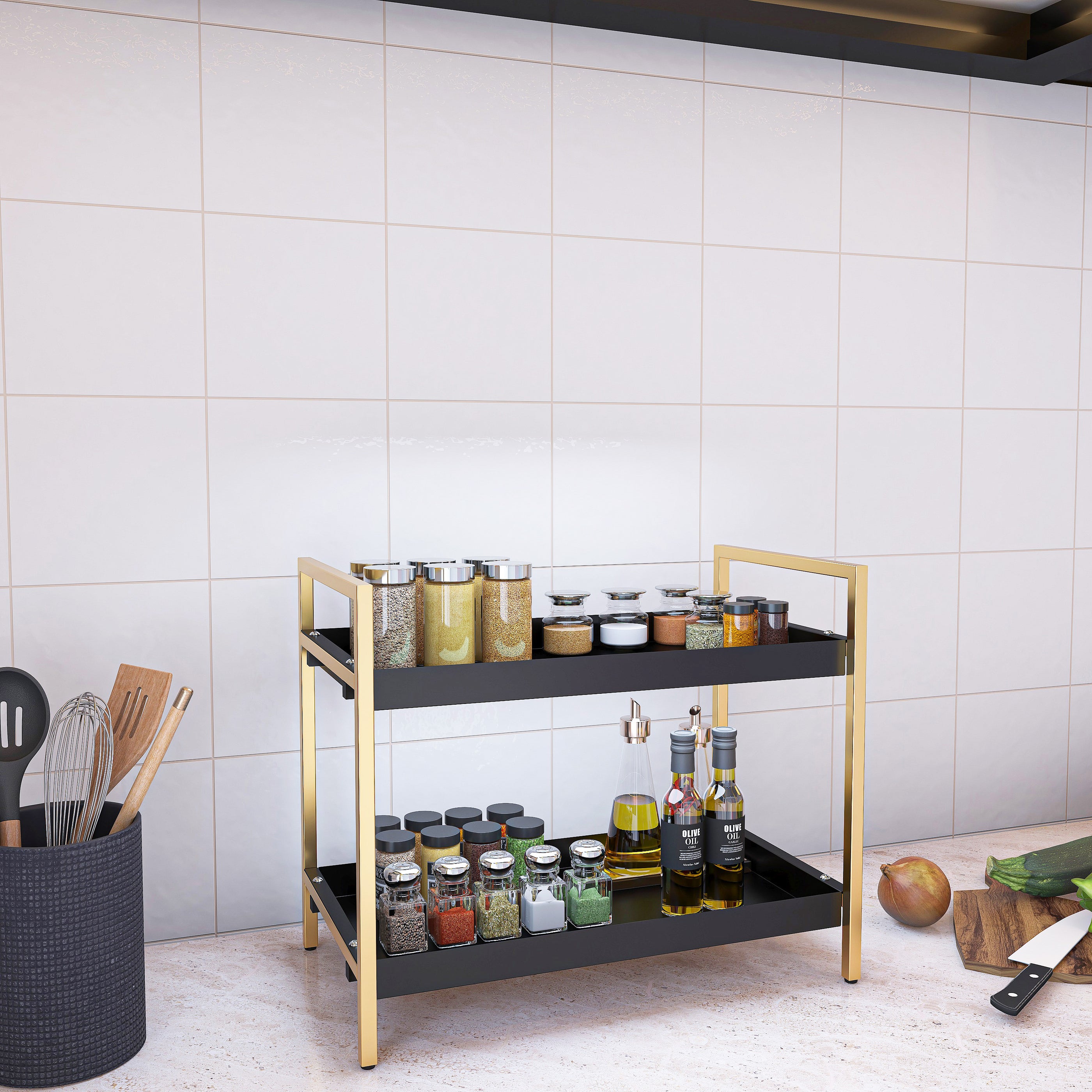 2 Tier Multipurpose Countertop Organizer Rack — DECOWORLD